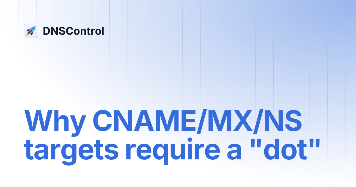 Why CNAME/MX/NS targets require a "dot" | DNSControl
